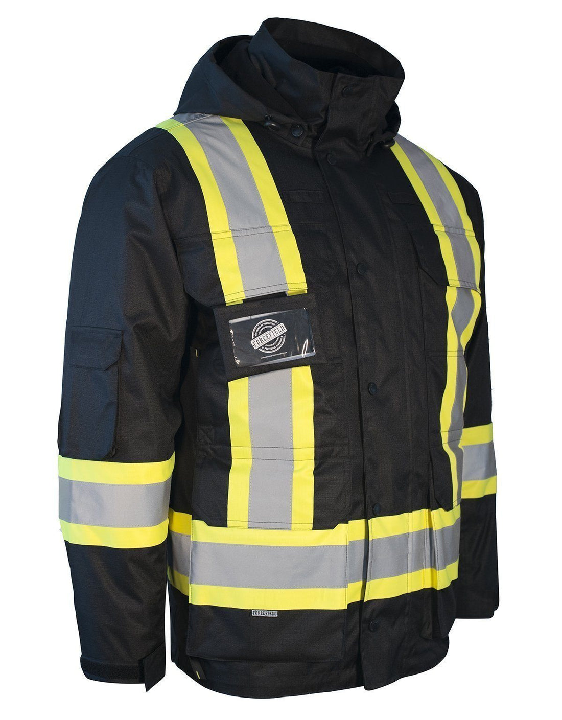 3-in-1 Hi Vis Winter Safety Parka with Removable Black Nylon Puff Jack