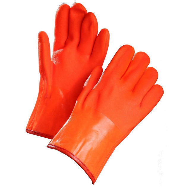 Gants résistants aux produits chimiques, enduits de PVC orange, manche