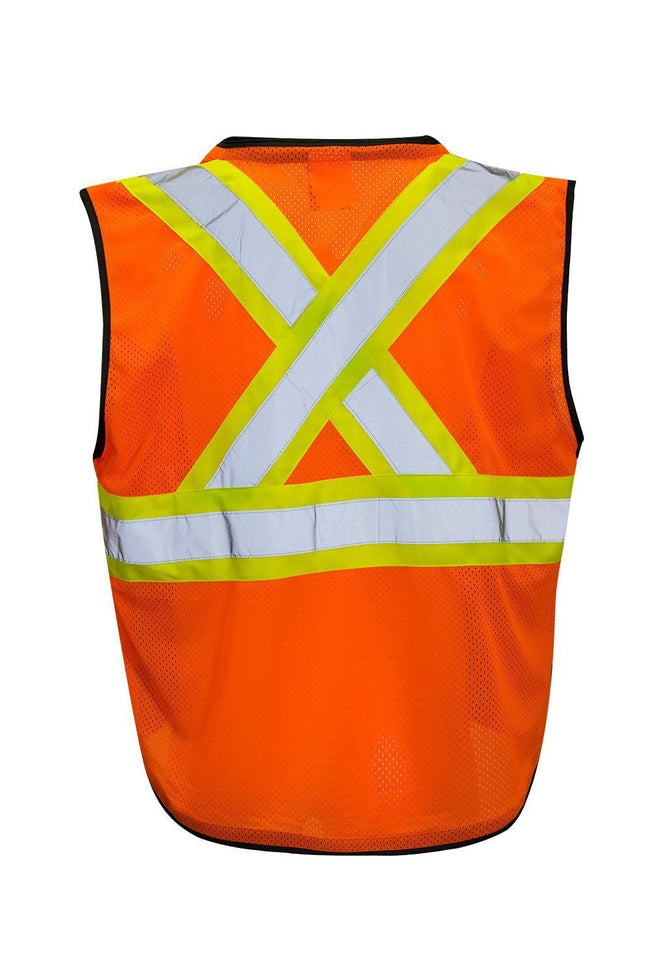 Custom Printed Hi Vis Traffic Safety Vest with Zipper Front, Tricot Po